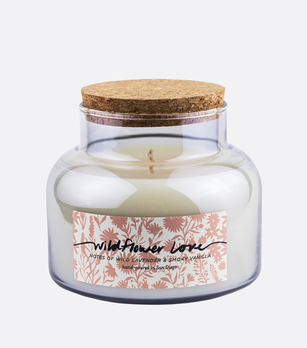 Elum Designs | 19.5 oz Wildflower Love Large Smoky Glass Candle