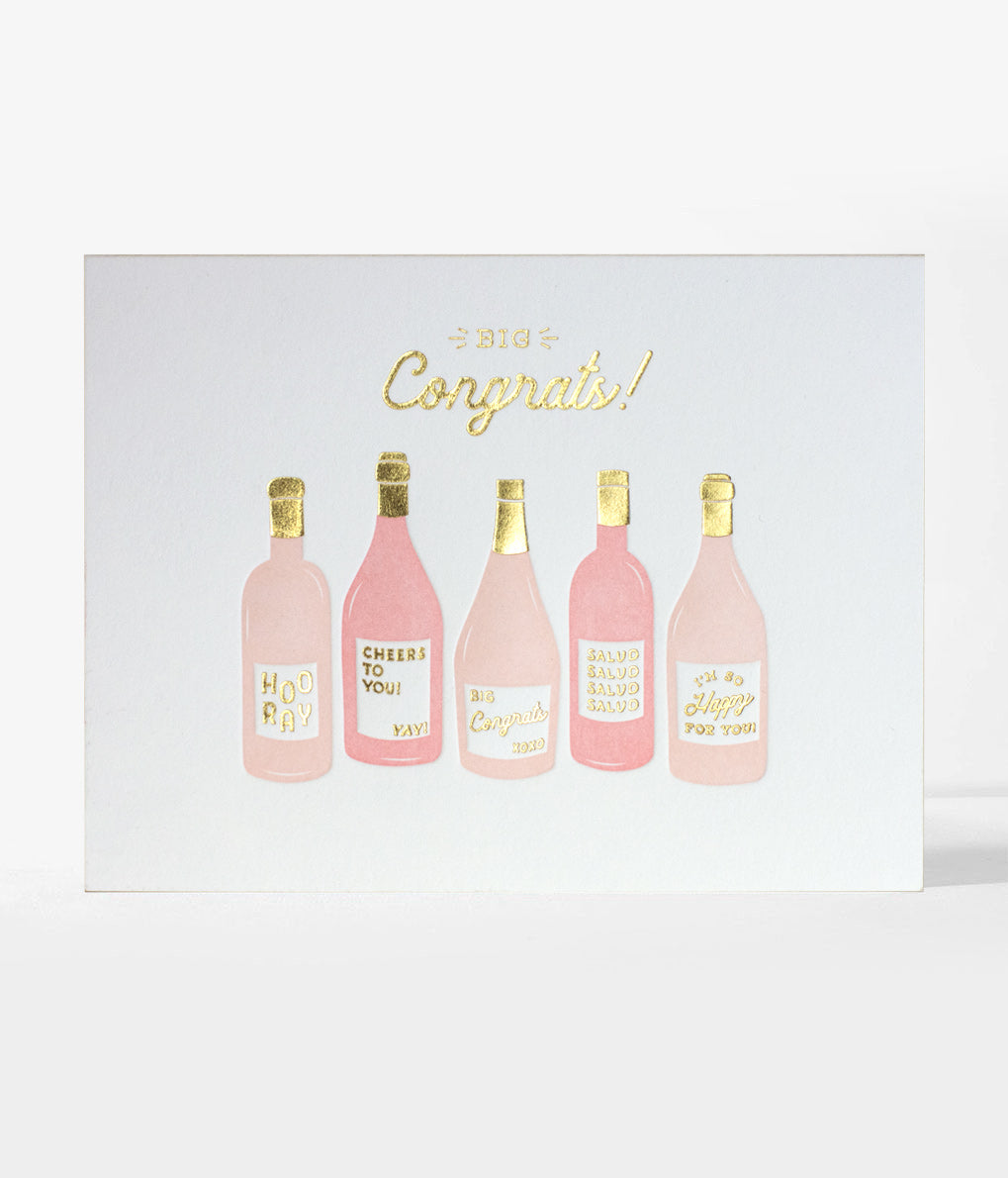 Rosé Congrats Letterpress Greeting Card