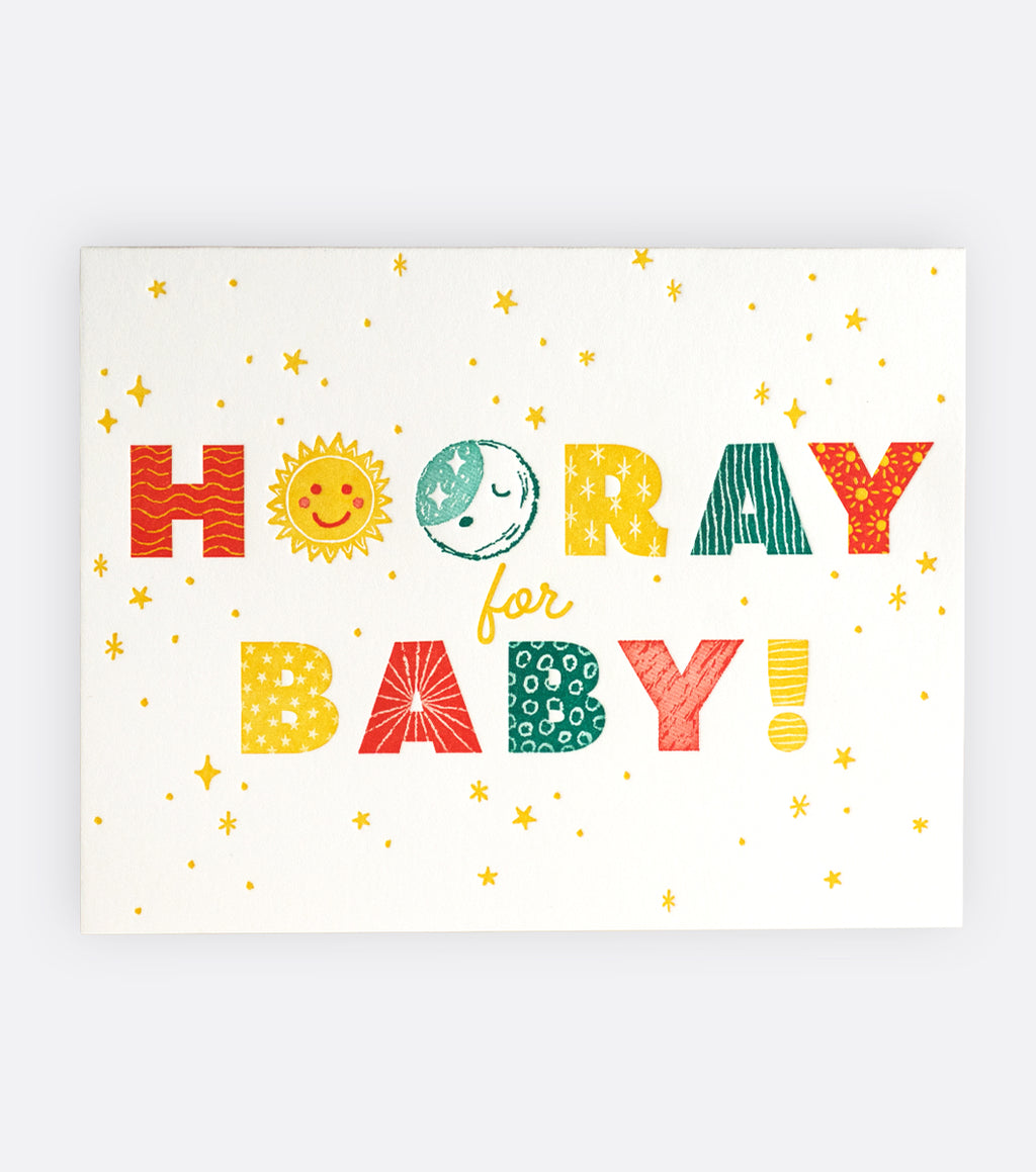 Elum Designs | Hooray Baby Letterpress Greeting Card